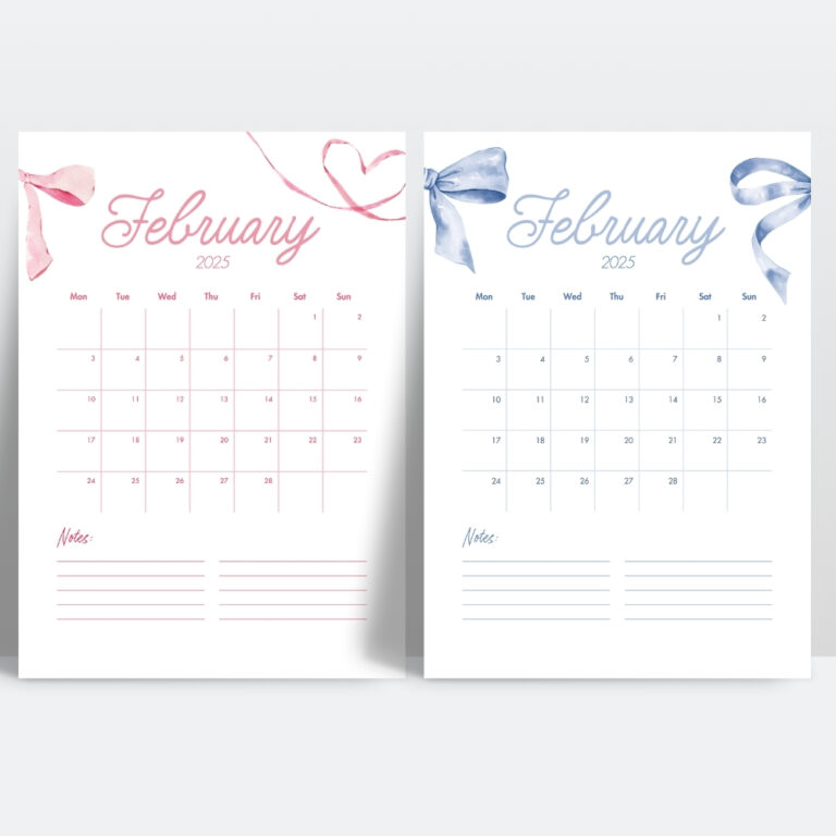 2025 Coquette Printable Calendar Bundle – DIYHomeprintables