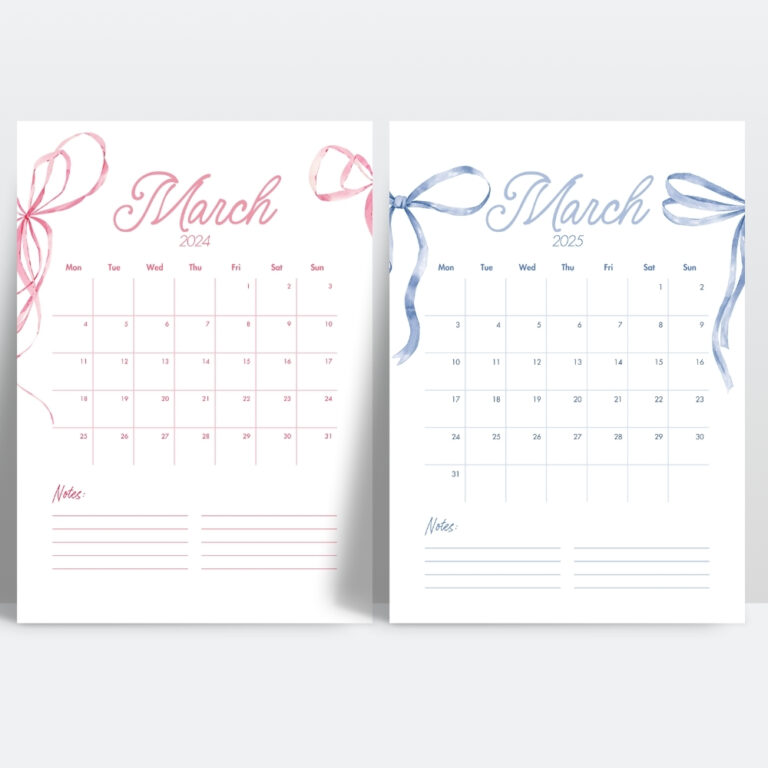 2025 Coquette Printable Calendar Bundle – DIYHomeprintables