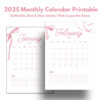 2025 Coquette Pink Bow Printable Calendar – DIYHomeprintables