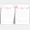 2025 Coquette Pink Bow Printable Calendar – DIYHomeprintables