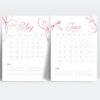 2025 Coquette Pink Bow Printable Calendar – DIYHomeprintables