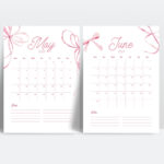 2025 Coquette Pink Bow Printable Calendar – DIYHomeprintables