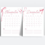 2025 Coquette Pink Bow Printable Calendar – DIYHomeprintables