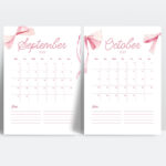 2025 Coquette Pink Bow Printable Calendar – DIYHomeprintables