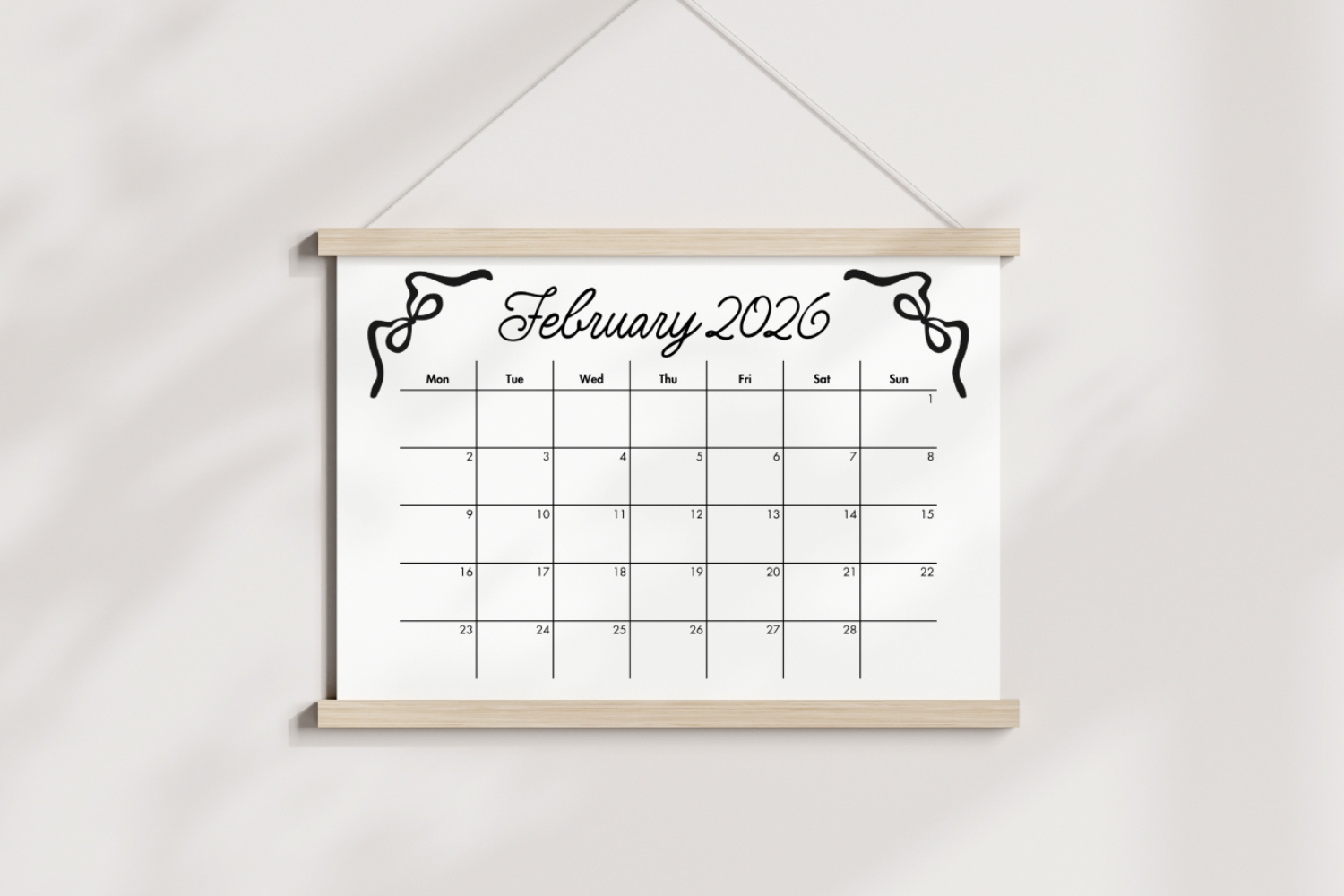 Free Coquette Calendars 2026 Printable (PDF Download) - DIYHomeprintables